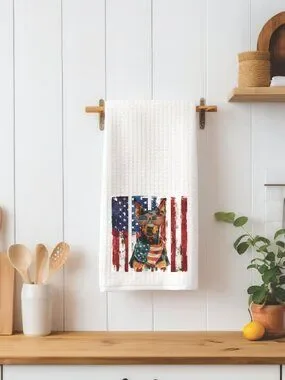 Handmade | Kitchen | Patriotic Doberman Pinscher Dog Waffle Weave ...